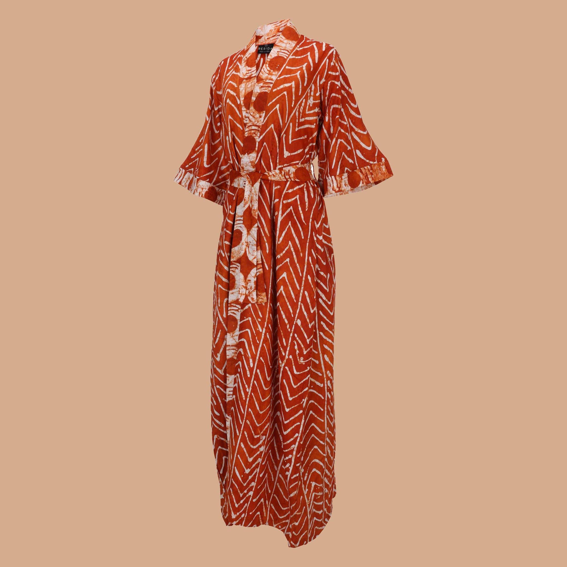 Nro Orange Àdìrẹ Afrobe – Hand Dyed African Dress, Boho Maxi Robe ...