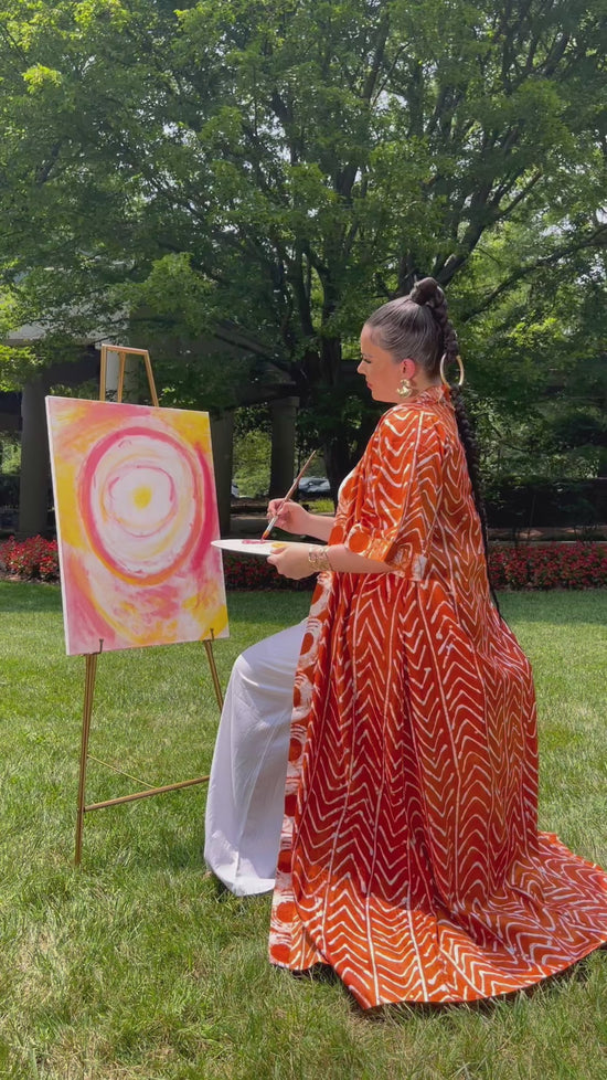 Nro Orange Àdìrẹ Afrobe – Hand Dyed African Dress, Boho Maxi Robe ...