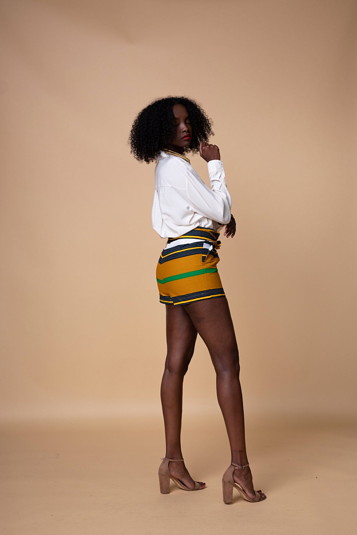 Kina Striped African Print Shorts | Besida